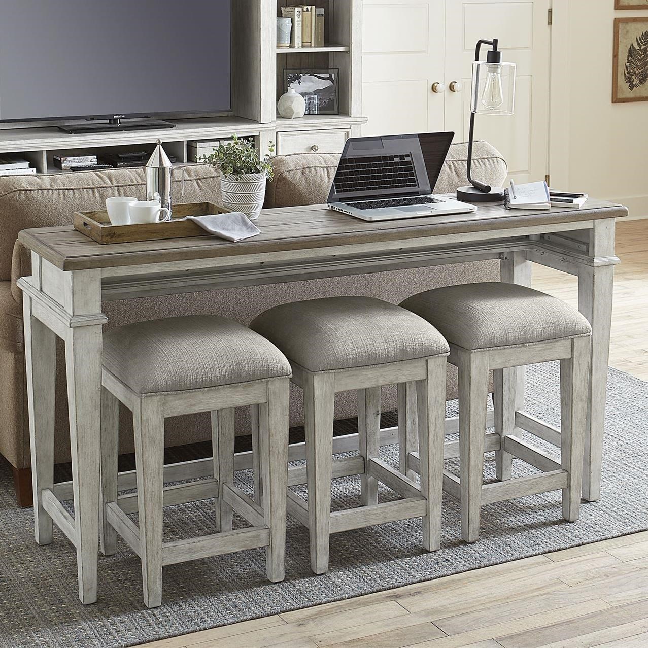 Liberty Furniture Heartland Transitional 4 Piece Console Bar Table Set Liberty Furniture Heartland Transitional 4 Piece Console Bar Table Set